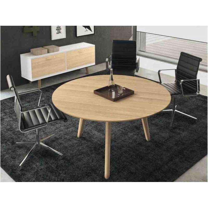 Bralco Rail Okrągły dębowy stół konferencyjny