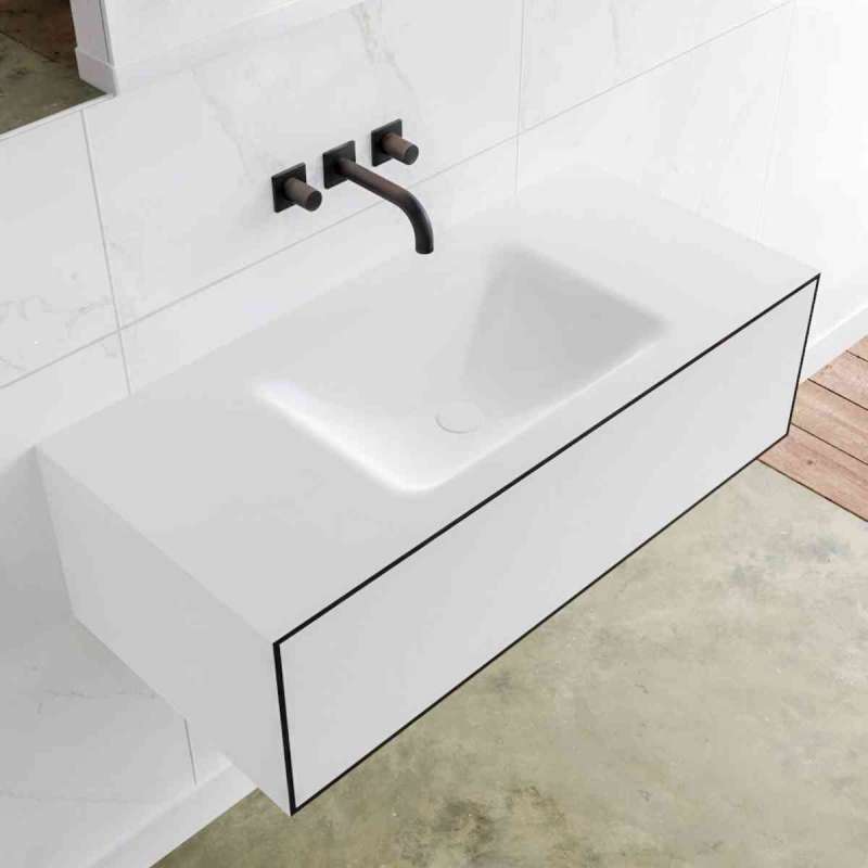 Riluxa SOLID SURFACE | LAGO Single Basin Wall Mounted MDF Vanity Unit ...